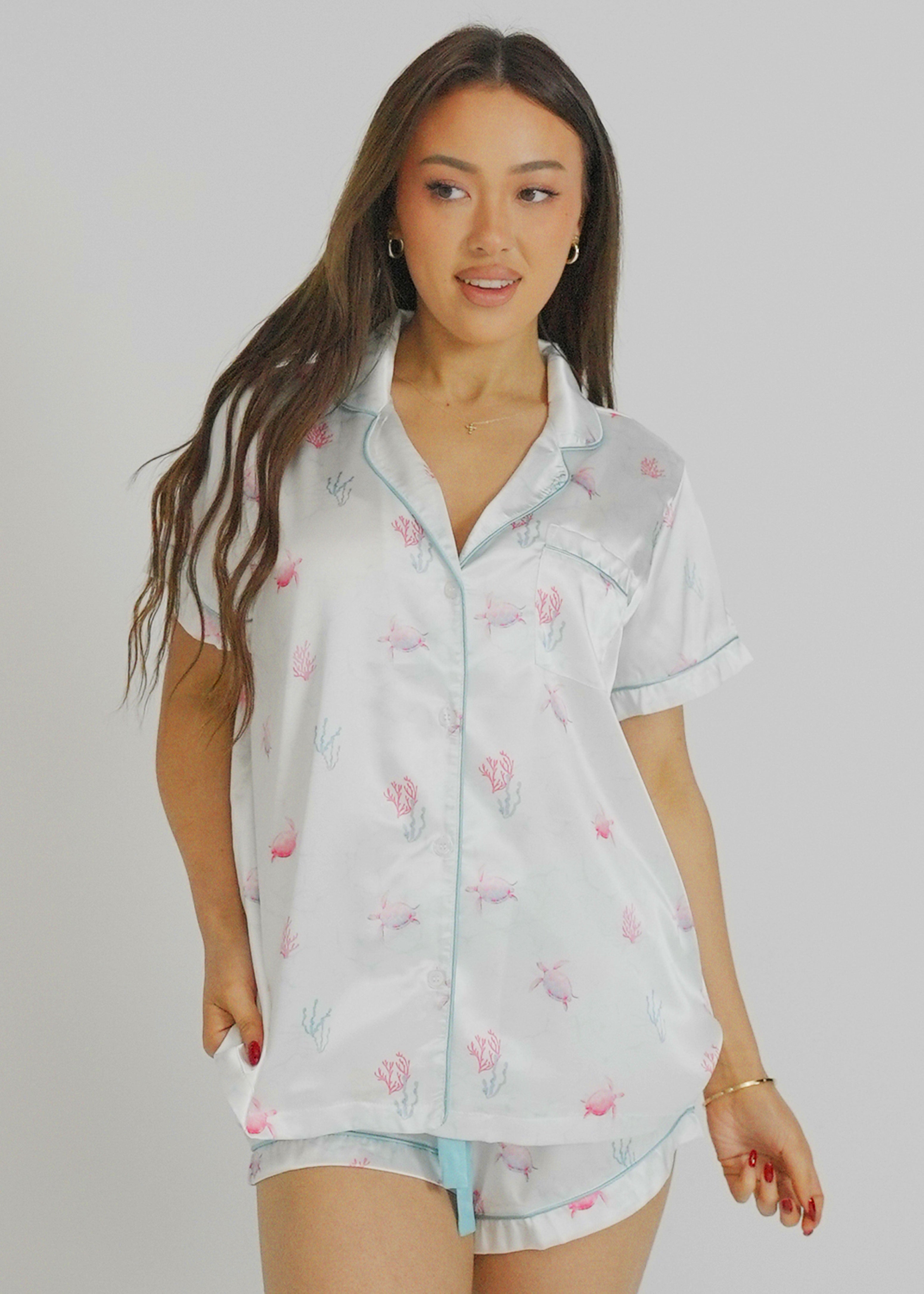 White Turtles Short Satin PJ Set – Night Sweet Thing US