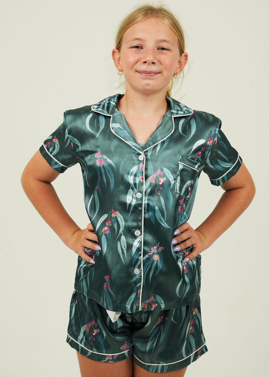 Girls Australian Native Satin Short Pyjama Set – Night Sweet Thing