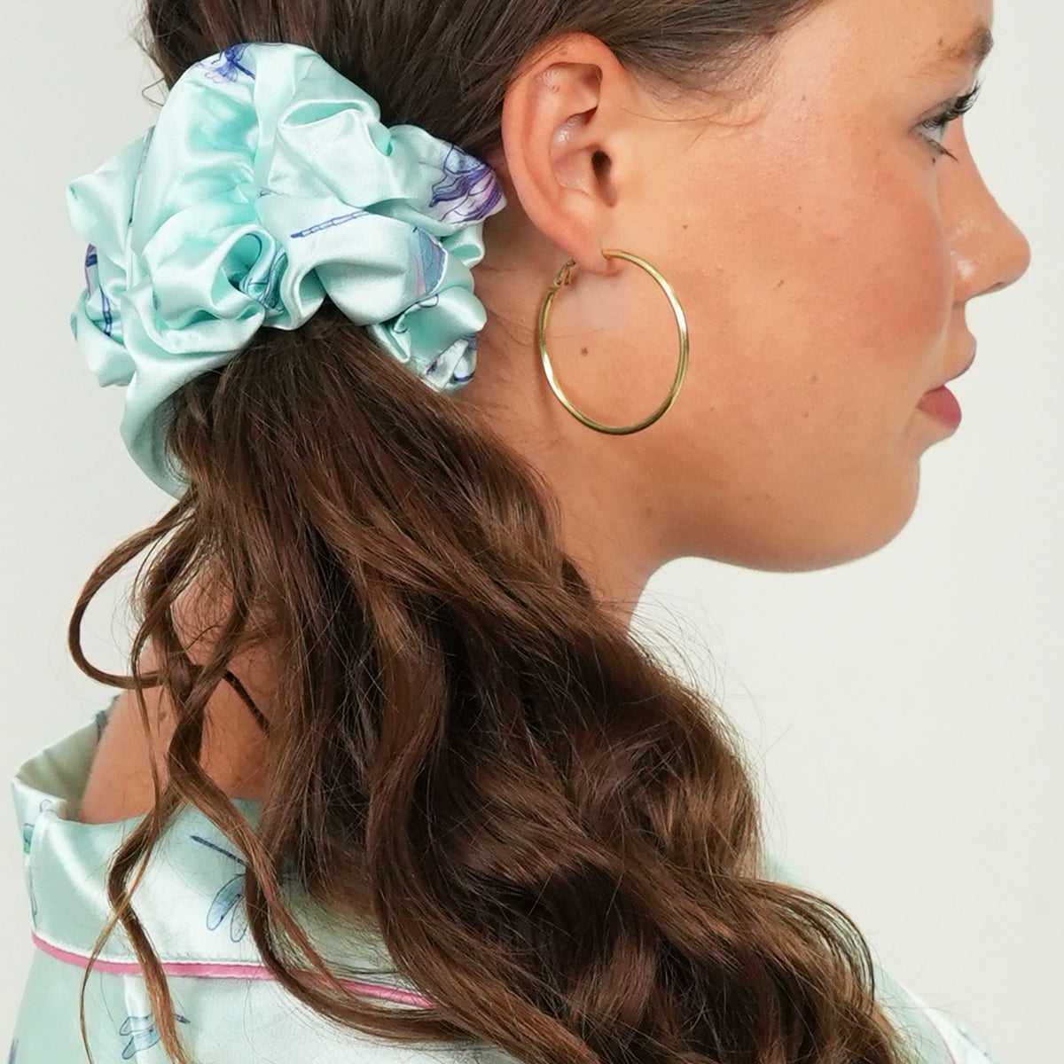 Dragonflies Satin Hair Scrunchie – Soft & Stylish Hair Accessory for ...