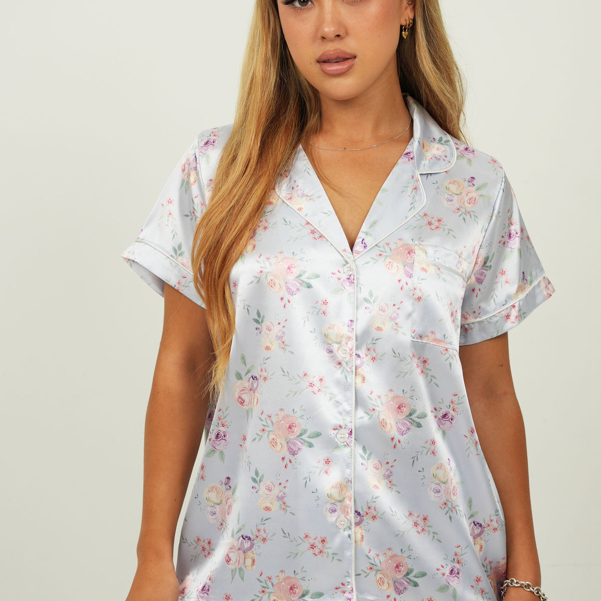 Lilac Blossom Satin Short Pajama Set – Night Sweet Thing US