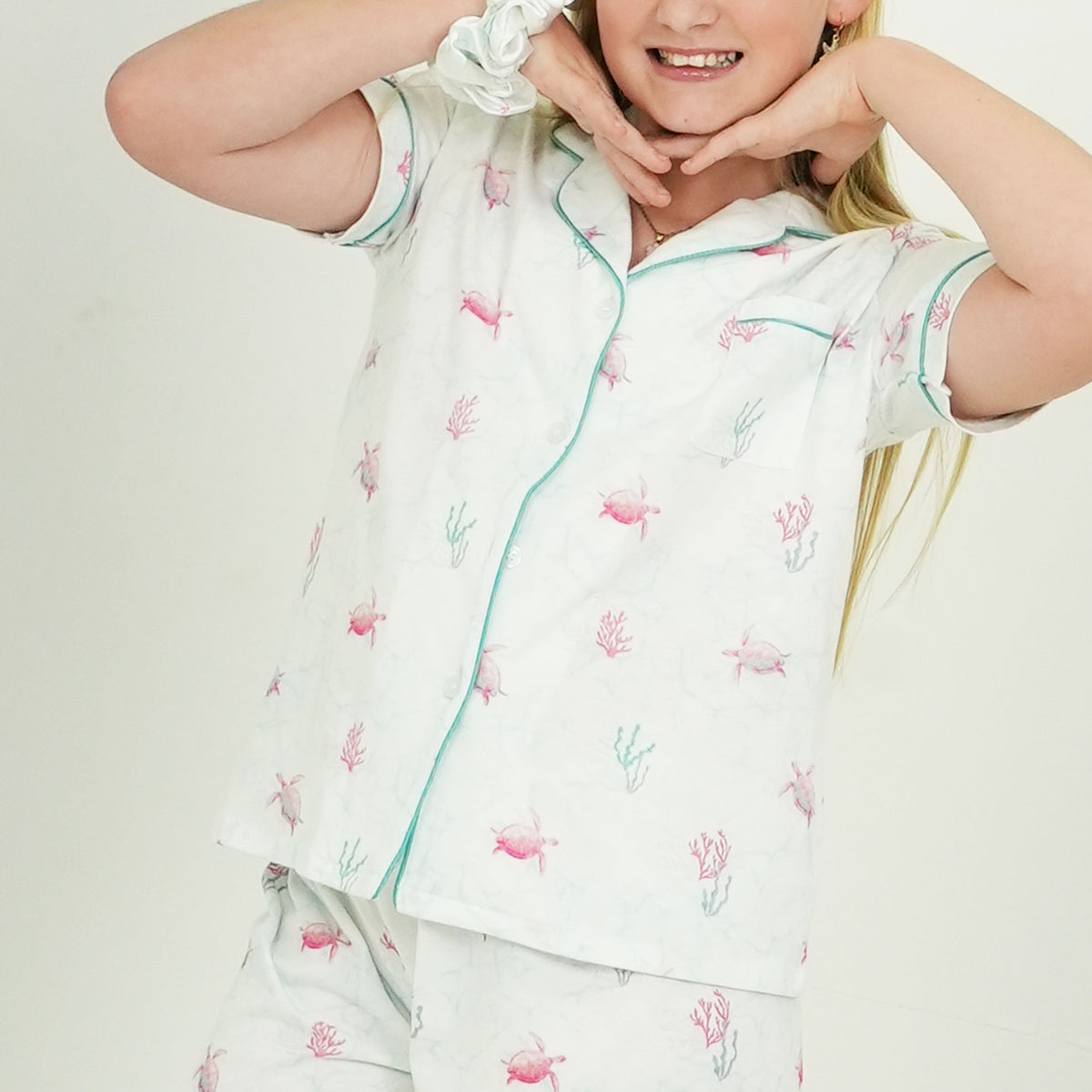 Girls - White Turtles - Jersey Knit Cotton Short PJ Set – Night Sweet ...