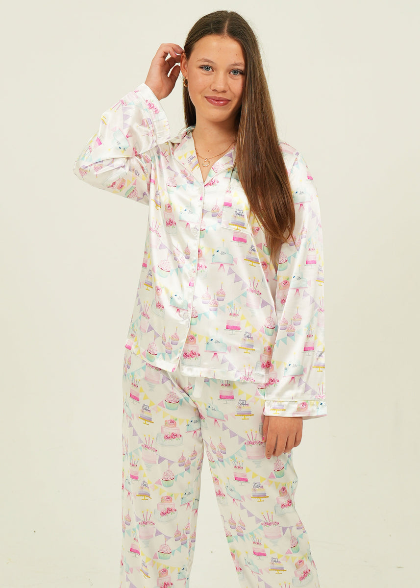 Women's Birthday Satin Long Pajama Set | Luxe & Comfy Sleepwear – Night ...
