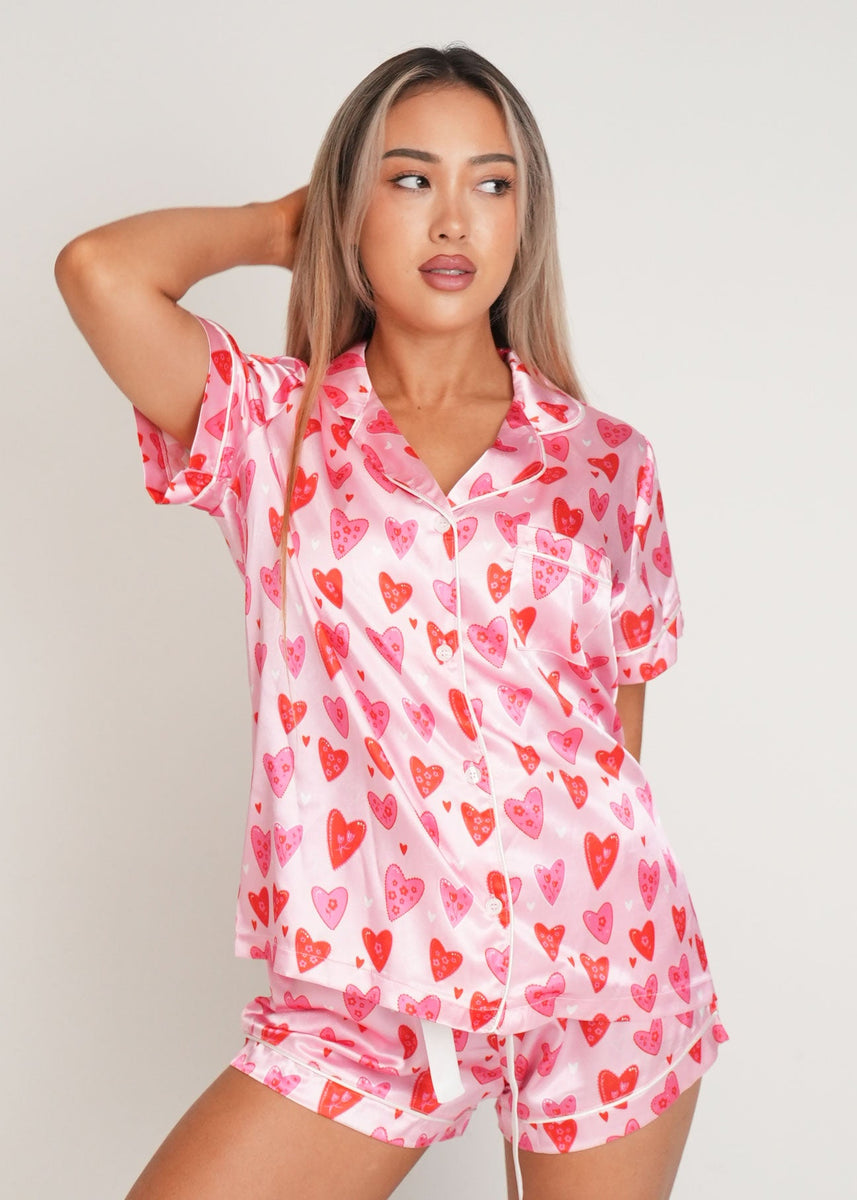 Candy Hearts Short Satin Pajama Set – Night Sweet Thing US